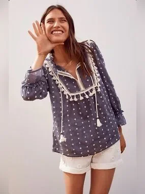 Anthropologie | Tops | Maeve Anthropologie Sawyer Tassel Peasant Top ...